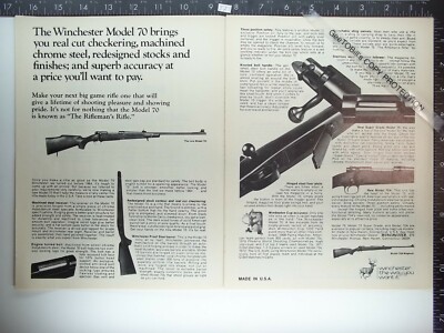 2 pg 1973 Winchester Rifle Model 70 70A Super grade vintage ad ...