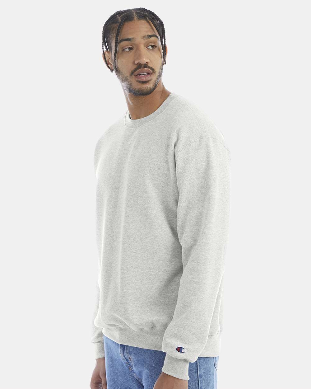 Champion Powerblend Crewneck Mens Sweatshirt Pullovers S600 Silver Grey ...