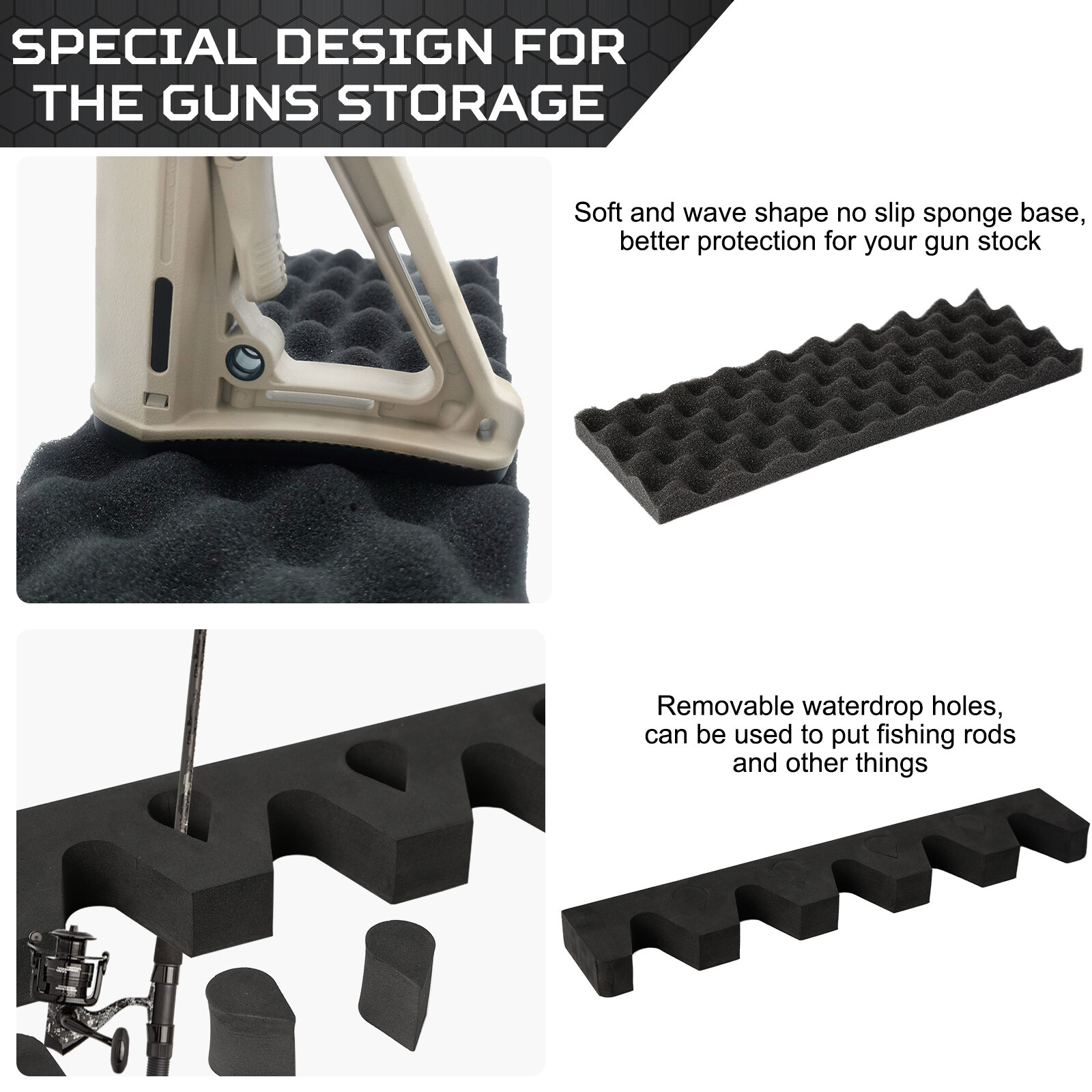 Foam Gun Rack for Gun Storage with Magnetic Strip+Holder, Rifle ...
