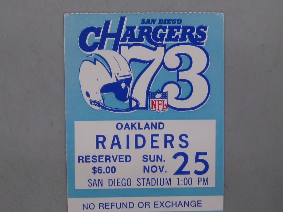 Vtg 1973 San Diego Chargers Vs. Oakland Raiders NFL Football Game ...