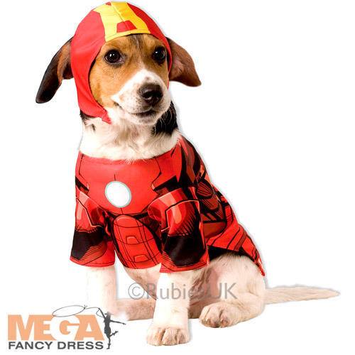 Iron Man Pet Dog Fancy Dress Super Hero Marvel Comicbook Animal Costume ...