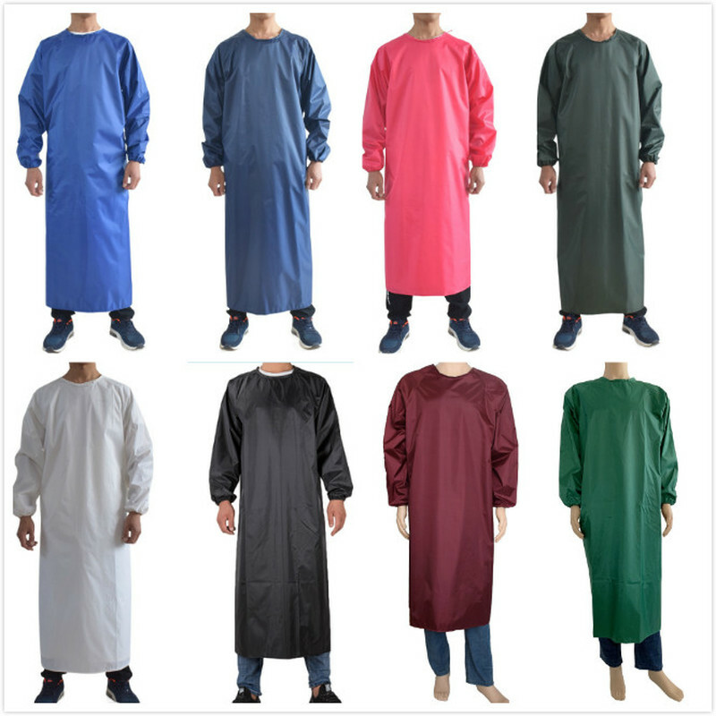 Long Sleeves Waterproof Aprons Oil-Proof Acid Resistant Kitchen Overall ...