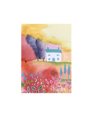 Painting Aceo Original By Kenna Matthews Art Card Landscape & Cottage 2 ...