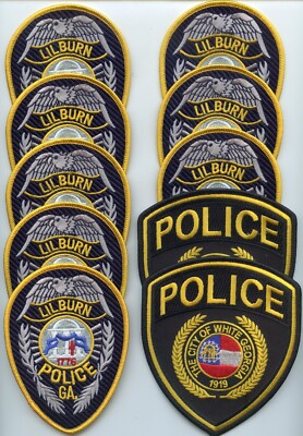 LILBURN & WHITE GEORGIA Patch Lot Trade Stock 10 Police Patches POLICE ...