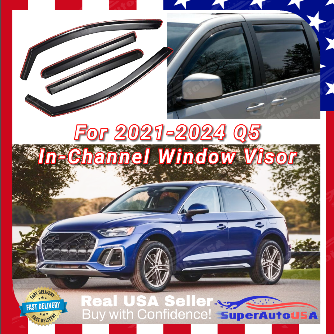 Fits 2021-24 Audi Q5 In-Channel Window Visor Rain Guards Sun Wind ...