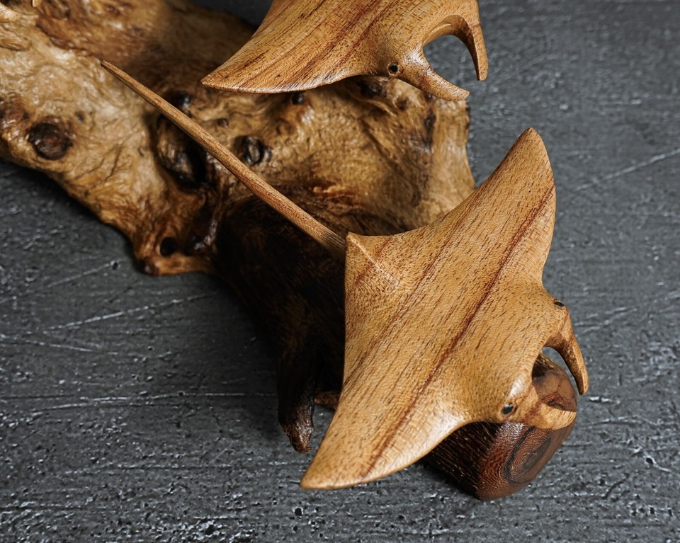 Wooden Manta Ray Statue 11" Width, Hand Carved , Family decor, Birthday ...