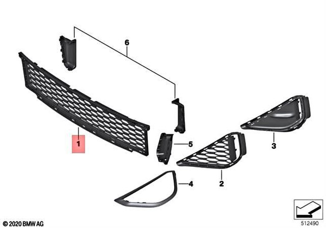 Genuine BMW X2 F39 16 - 18 Front Bumper Grill Center Lower MSX 8069689 ...