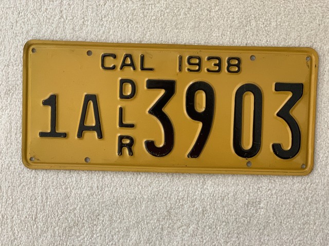 1938 California Dealer License Plate-restored 1A DLR 3903 | eBay