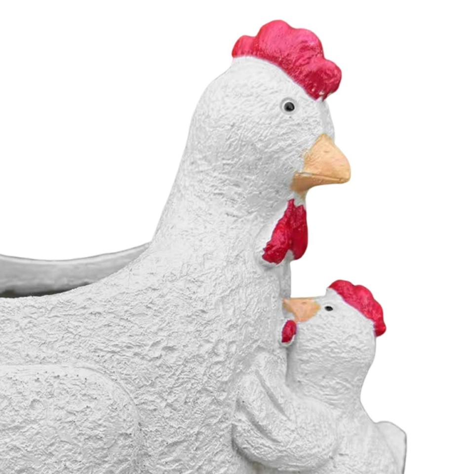 Chicken Planter Pot Hen and Chicks Statue Flower Pot Bonsai Plant ...