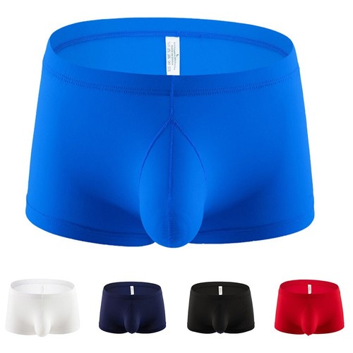 Mens Underwear Mens Underpants Solid Color Boxer Briefs Daily Ice Silk ...