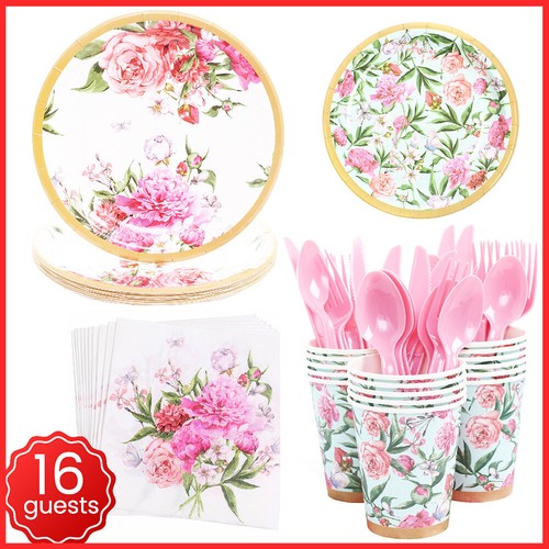 Summer Garden Flower 16ppl Jumbo Party Sets Tableware Plates Cups ...