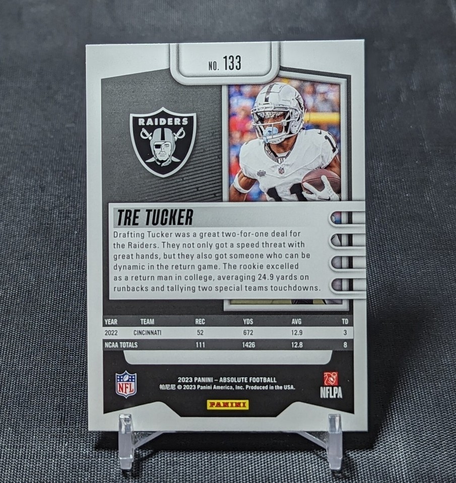 Tre Tucker Rookie RC 2023 Absolute Football Card #133 Las Vegas Raiders ...