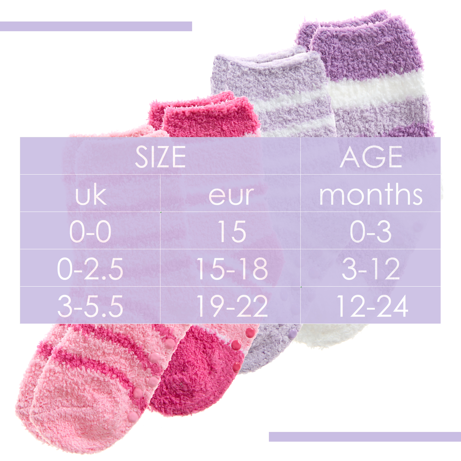 Baby Girls Newborn Cosy Fluffy Socks 4 Pairs Anti Slip Warm Winter Size ...