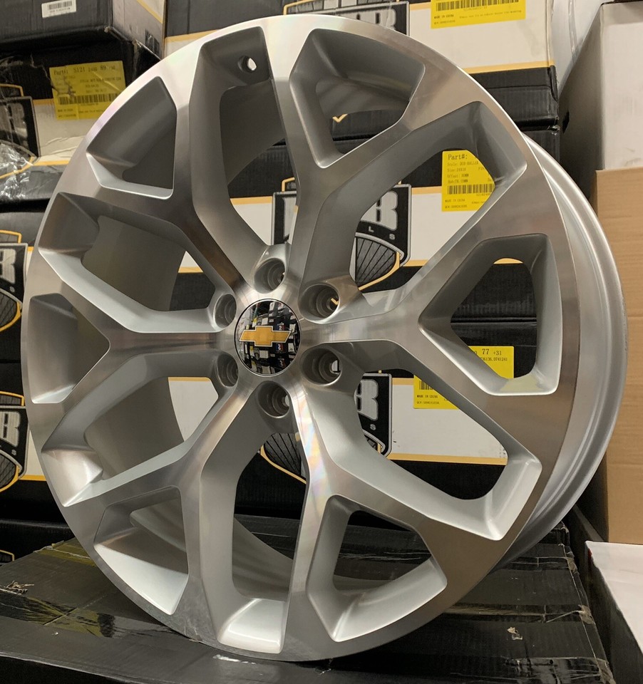 22" GMC Yukon Sierra SNOWFLAKE Silver Machine WHEELS CHEVY Silverado ...