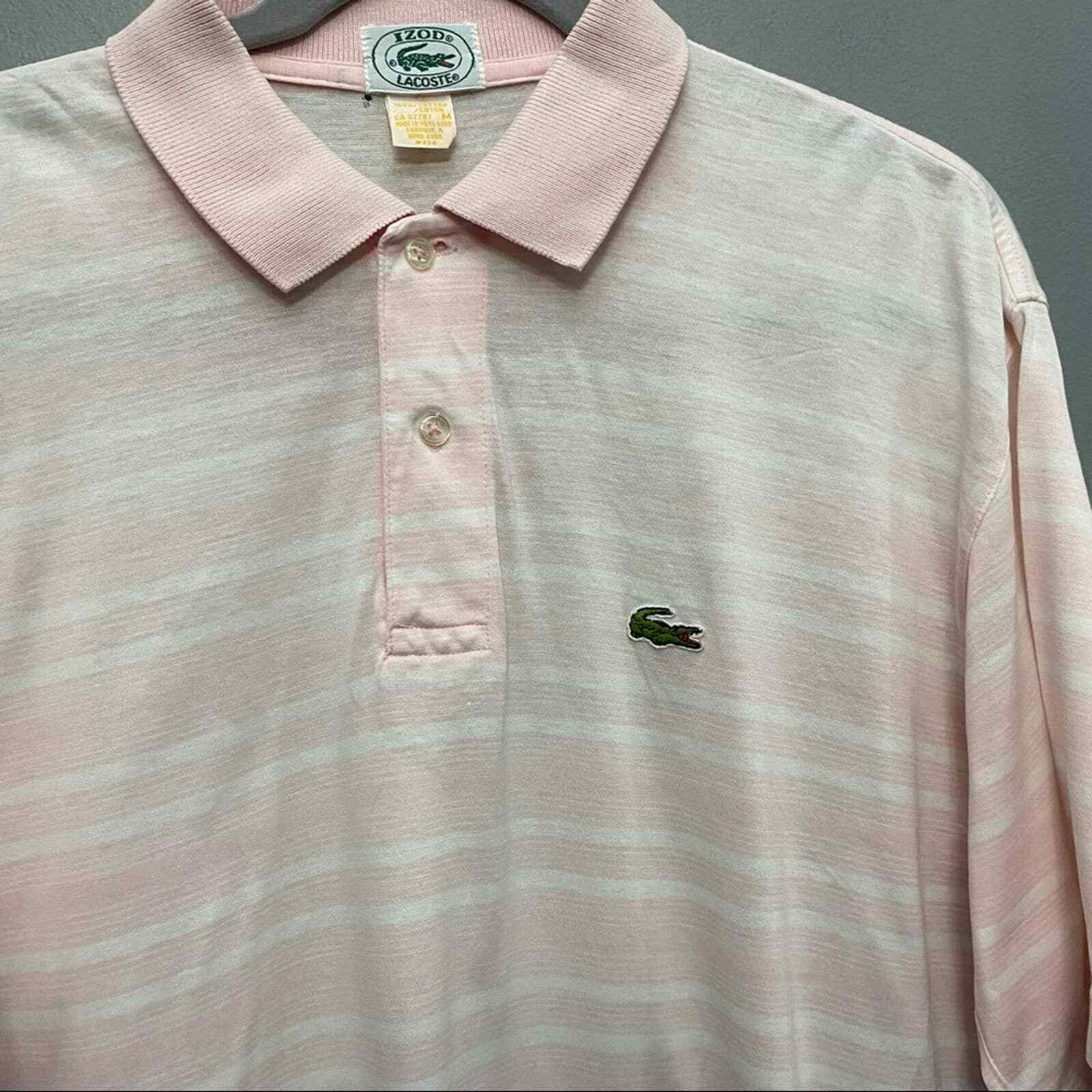 Izod Lacoste pink & white horizontal lines Shirt - Gem
