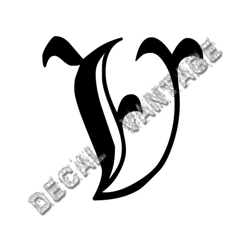 Old English V Letter Initial Vinyl Sticker Decal Font Diploma Choose ...