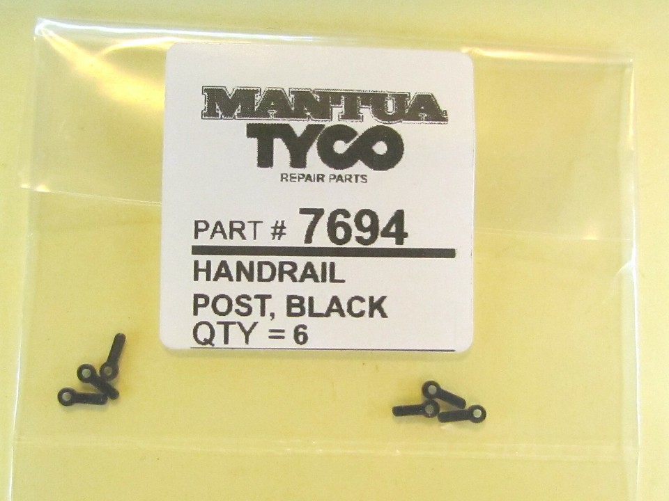 6 BLACK, 7694 FLAT HAND RAIL POST, MANTUA & TYCO RARE FACTORY ORIGINAL ...