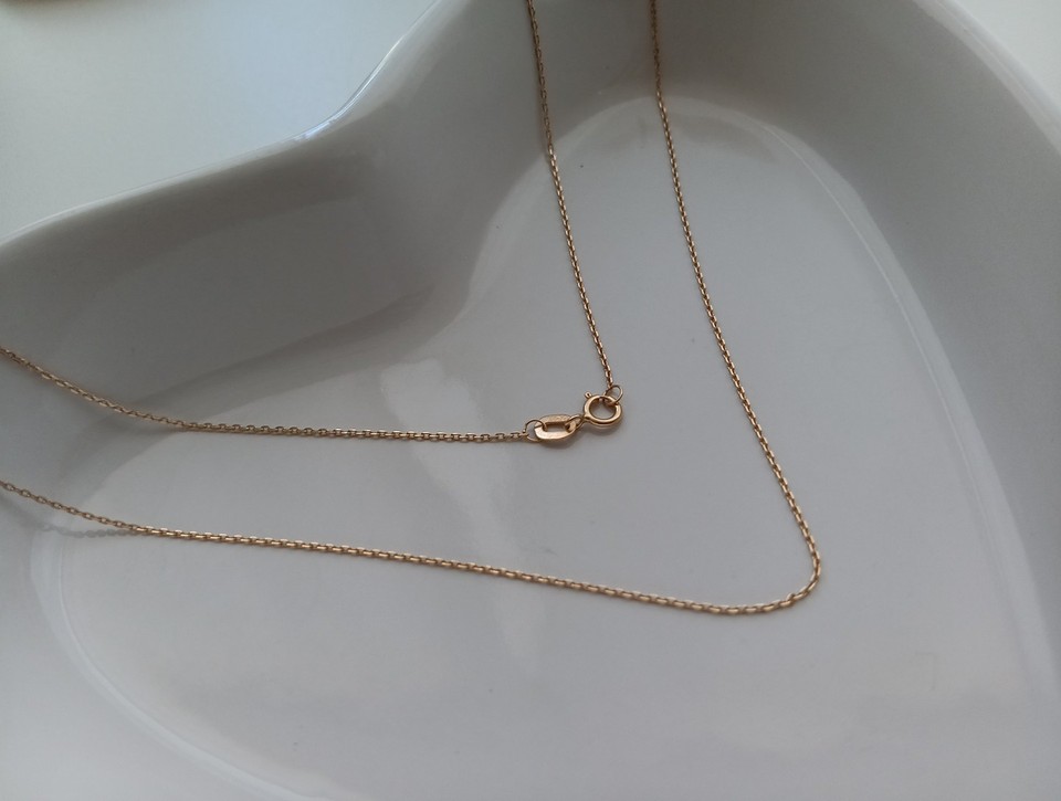 18K Yellow Gold Link Chain Size 18" 1mm Lightweight Women Au750 NEW ...