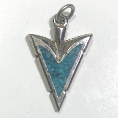 Small Attractive Metal and Turquoise Arrowhead Pendant | eBay