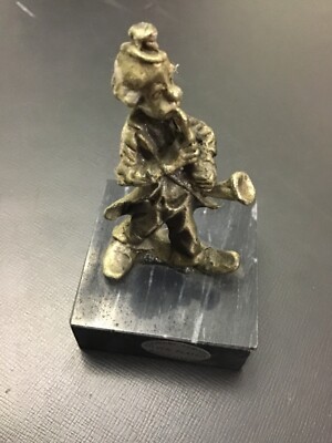 Vintage Pewter Clown Playing Saxophone on Square Marble Base. | eBay