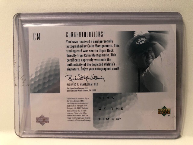2001 SP Authentic Golf Sign of the Times Auto #CM Colin Montgomerie | eBay