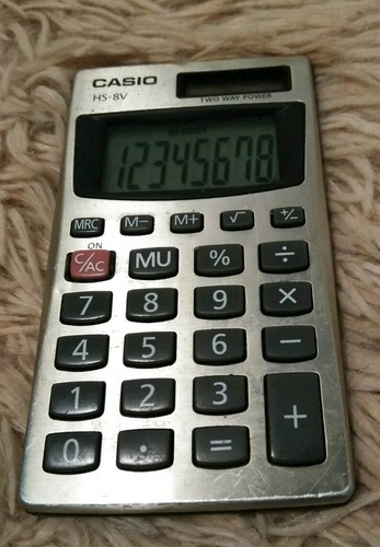 Handy Casio 3.75" Pocket Basic Calculator HS-8VA Two Way Power Solar ...