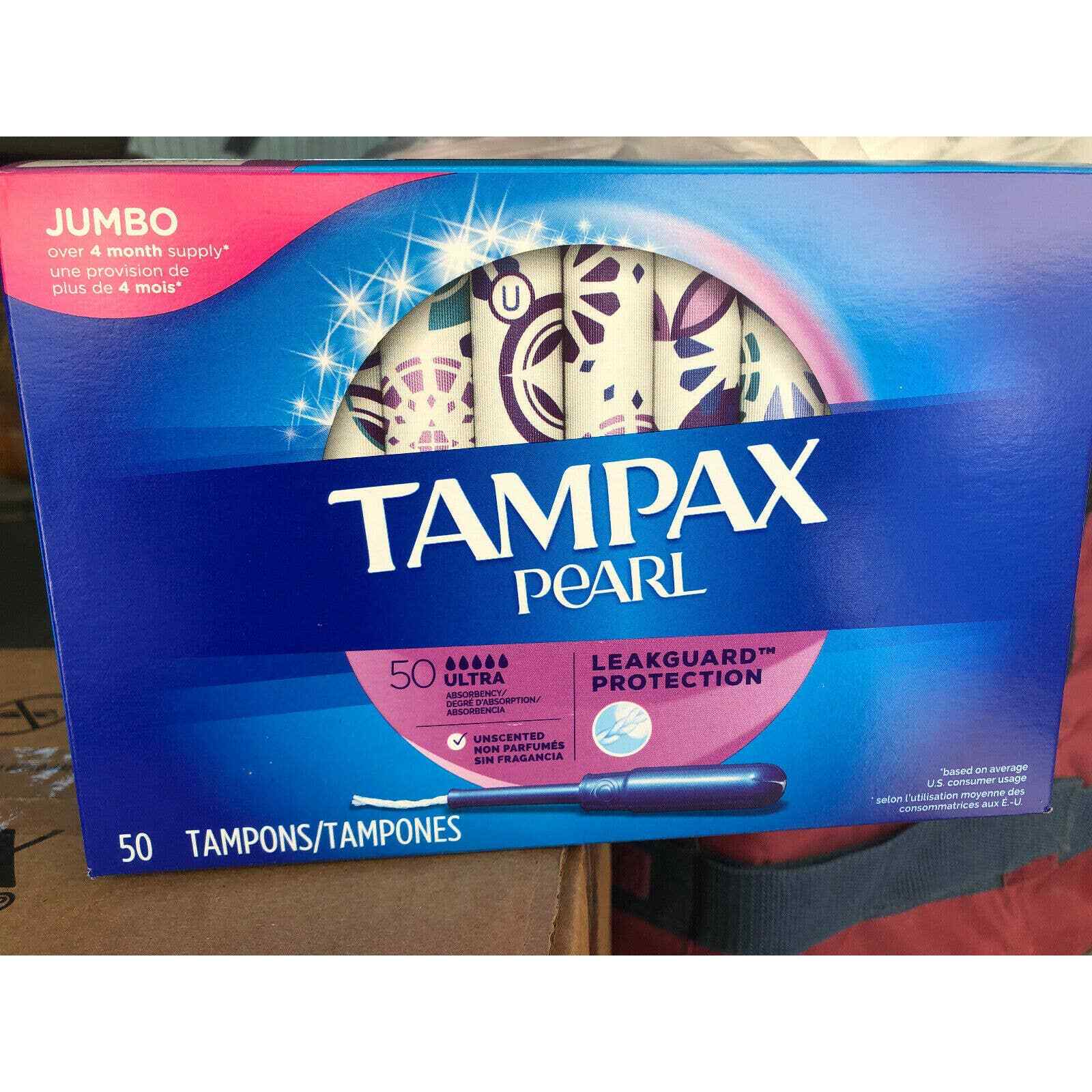 Tampax Pearl Ultra Absorbency Plastic Applicator Unscented Tampons 50 ...