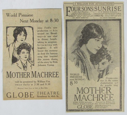 Vintage 1928 MOTHER MACHREE Belle Bennett / John Wayne Movie Newspaper ...