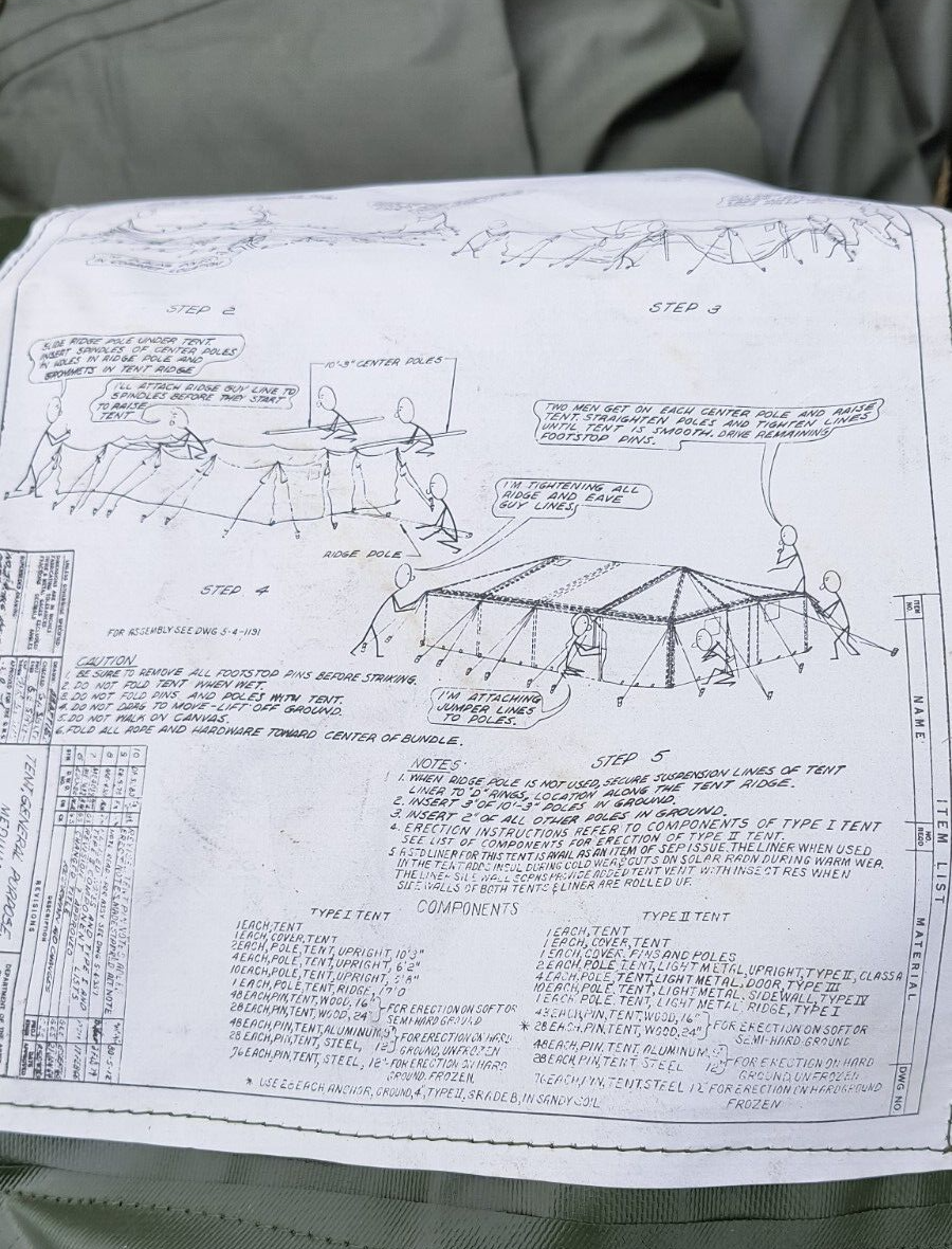 TENT MILITARY GENERAL PURPOSE UNISSUED + LINER POLES PINS CAMPING TRUCK ...