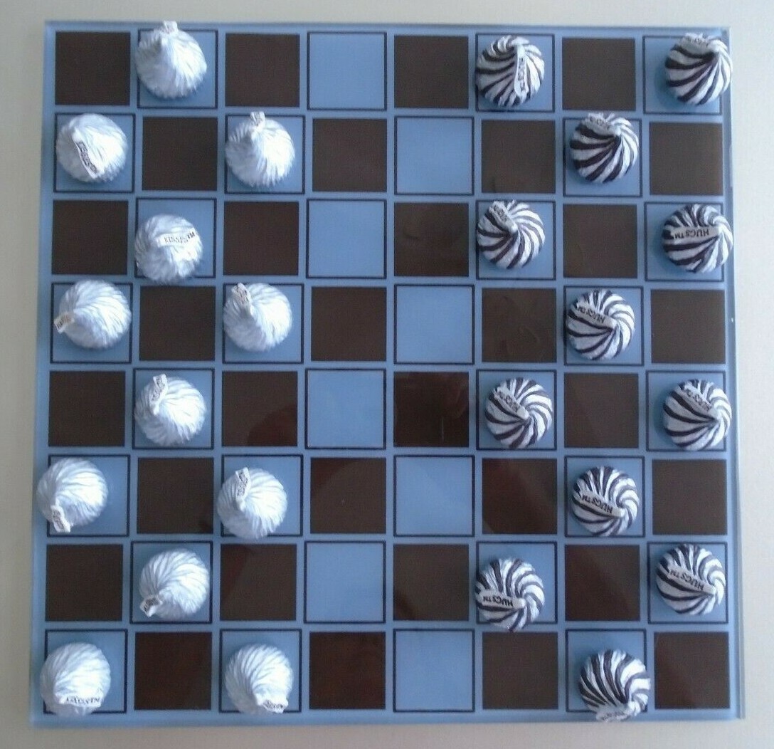 Hershey's Kisses 100 Year Anniversary Glass Checker Board Tic Tac Toe ...