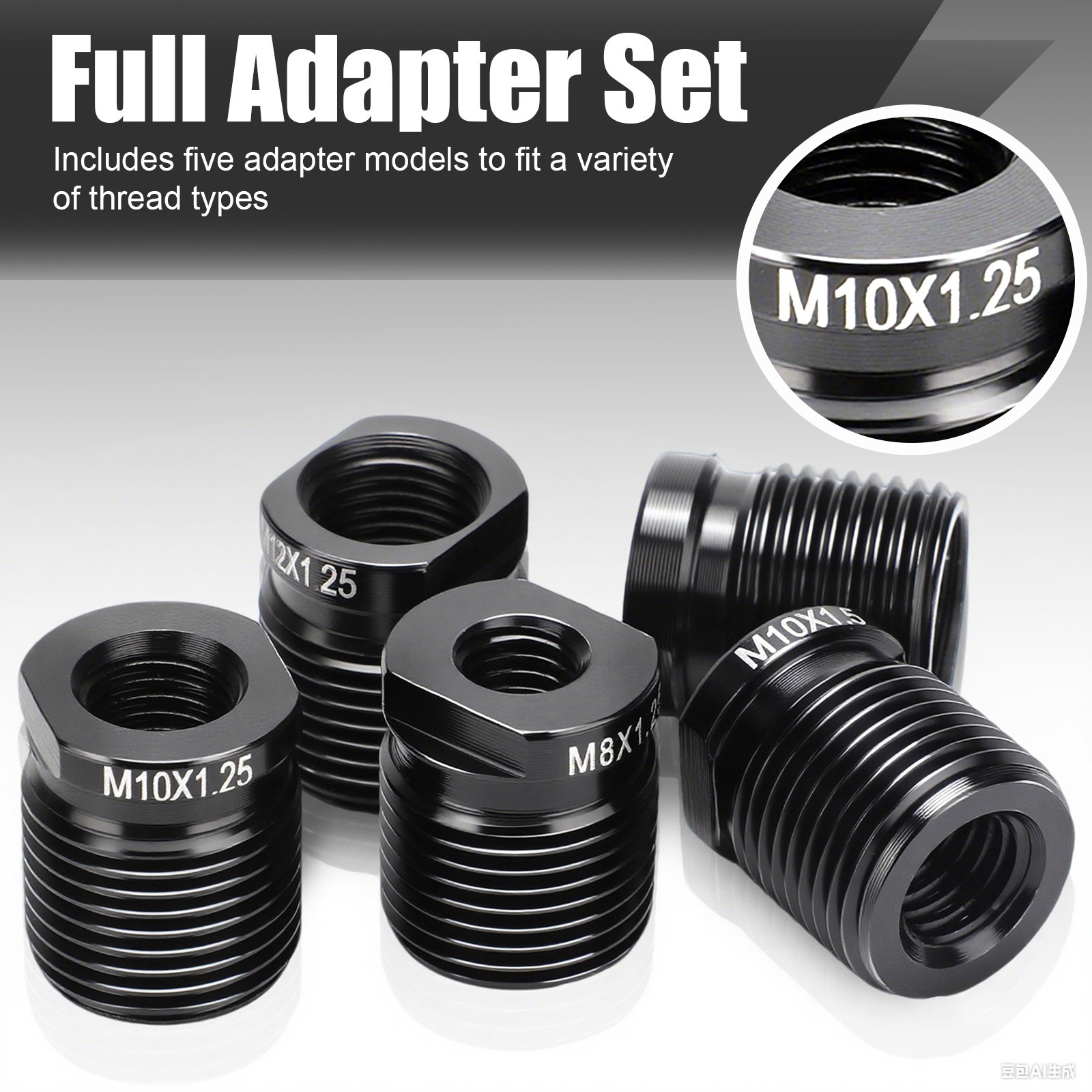 5Pcs Gear Shift Knob Adapter Kit for M10x1.25/M12/M14 Threads Car ...