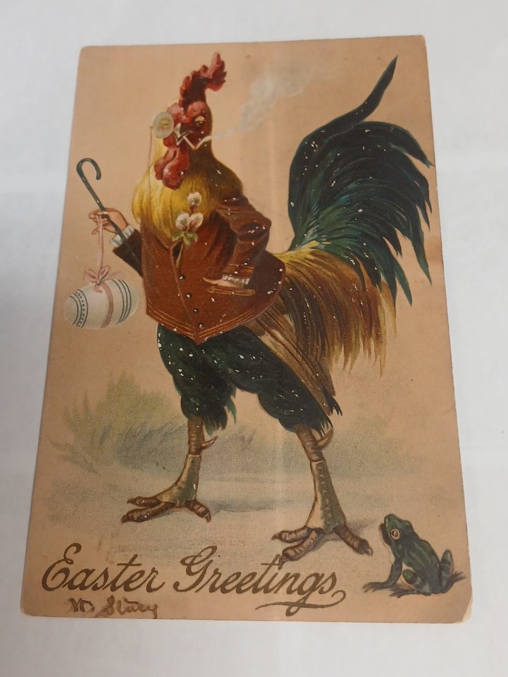 Vtg Anthropomorphic Rooster 1900s Postcard Cane Monical | eBay