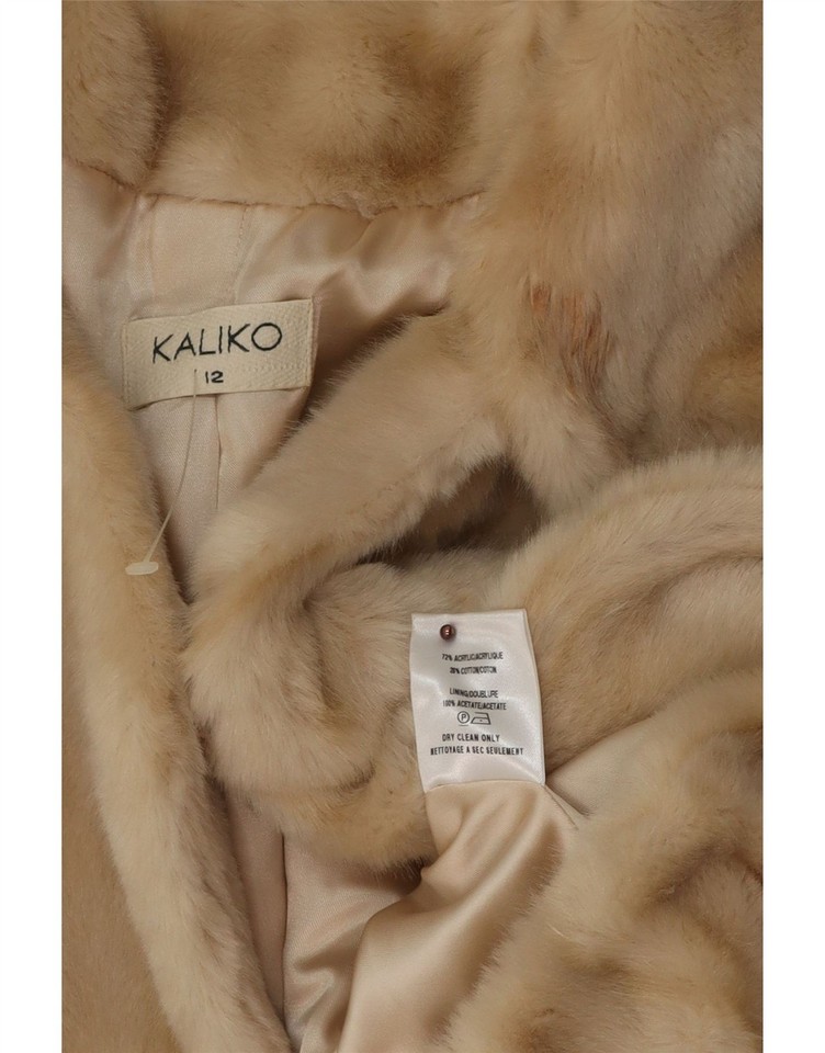 KALIKO Womens Sleeveless Faux Fur Bolero Jacket UK 12 Medium Beige VY15 ...