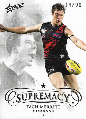 2021 AFL SELECT SUPREMACY GOLD BASE CARD ZACH MERRETT 1 4/90 ESSENDON ...