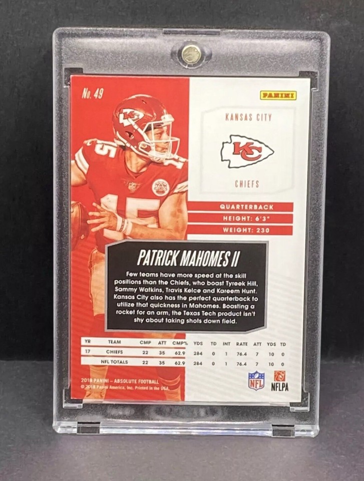 Patrick Mahomes RARE ROOKIE GOLD FOIL INVESTMENT CARD PANINI CHIEFS | eBay