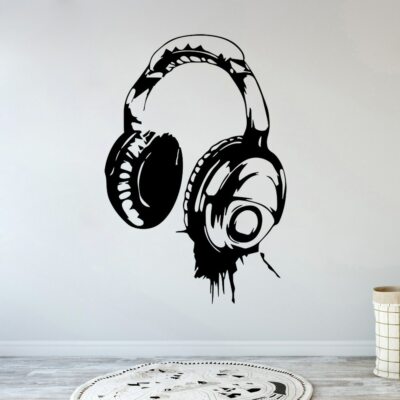 Game Headset Wall Decal Eat Sleep Game Wall Gamer Headphone Vinyl Wall ...