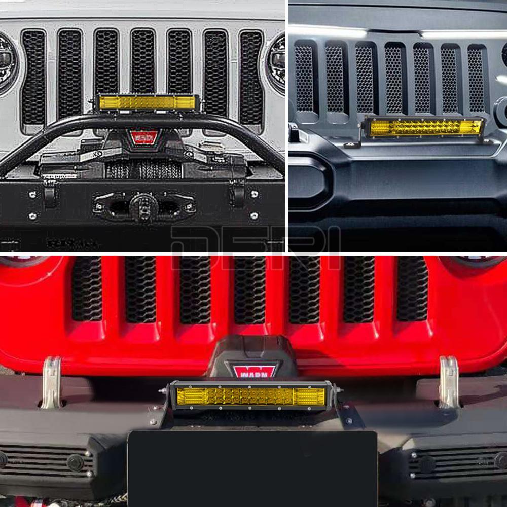 10inch LED Light Bar Triple Row Amber Spot Flood Combo Work Fog Driving ...