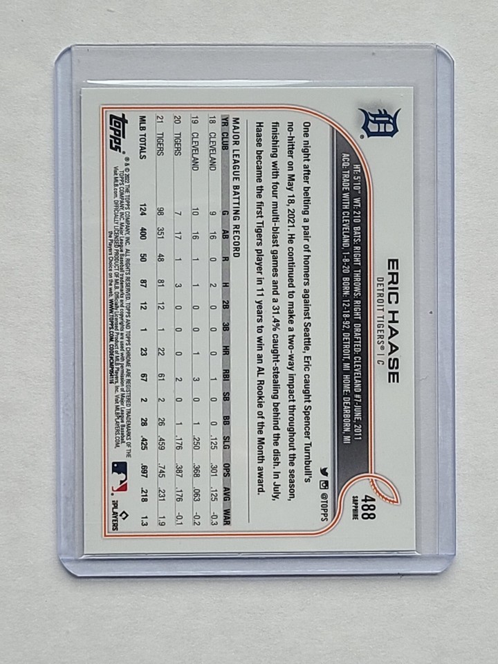 2022 Topps Chrome Eric Haase Sapphire Refractor Card | eBay