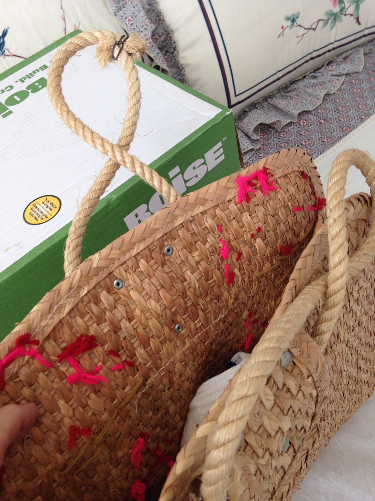 Beautiful Woven Large Reed Rattan Handbag with Sturdy Rope Handles | eBay