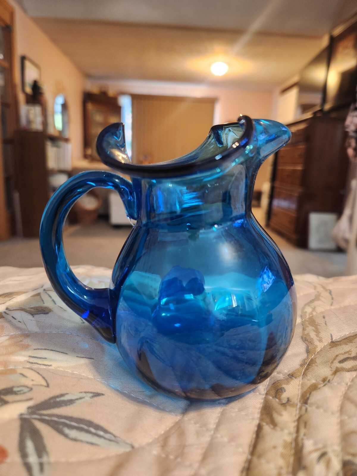 Rainbow Glass Pitcher 4" Inch Decorative Hand Blown Cobalt Blue with ...