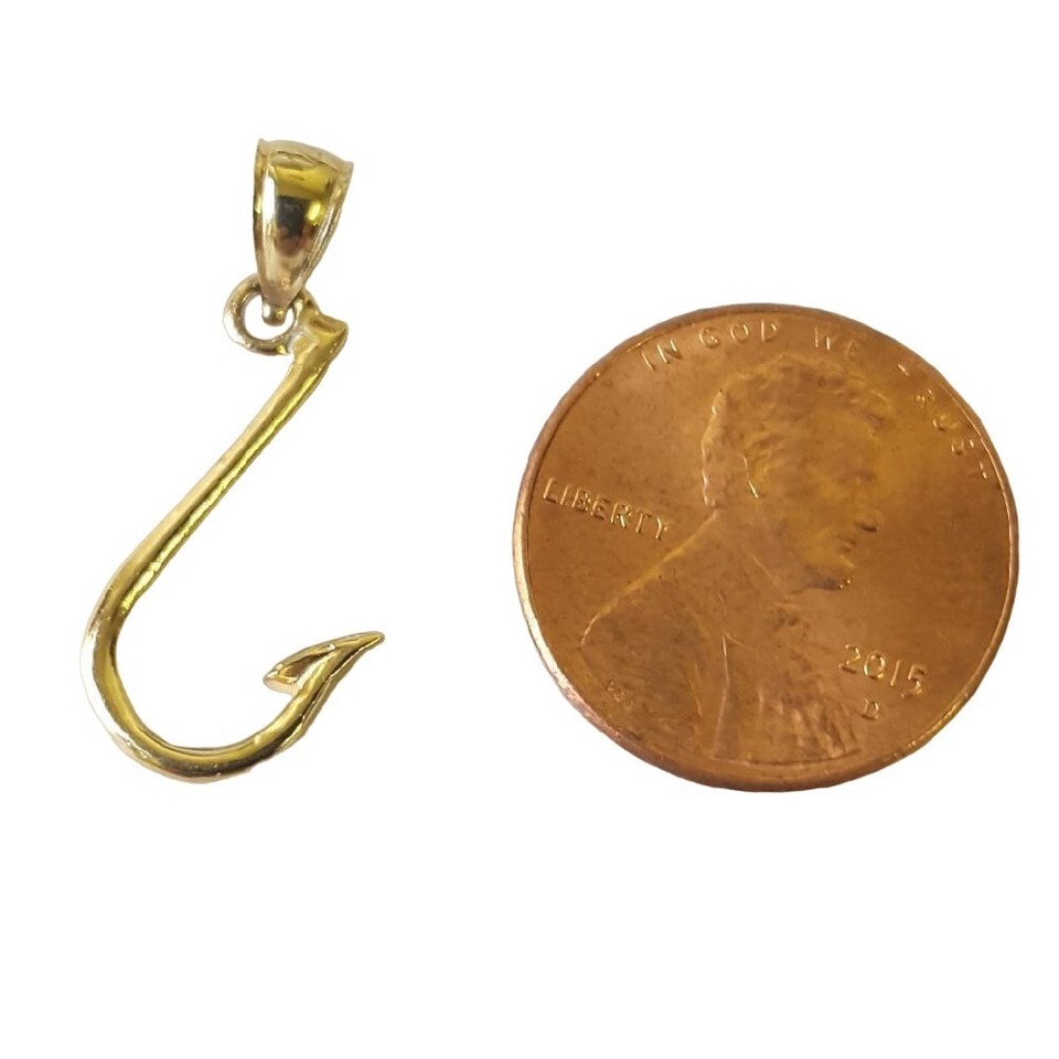 14k Yellow Gold FISH HOOK Pendant / Charm, Made in USA | eBay