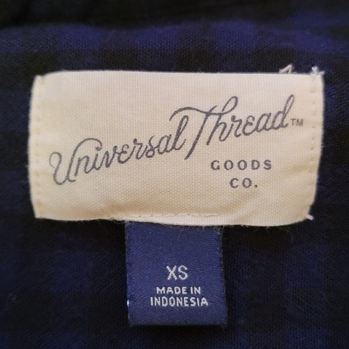 Universal Thread Blue Black Gingham Shirt Womens Sz XS Button Front ...