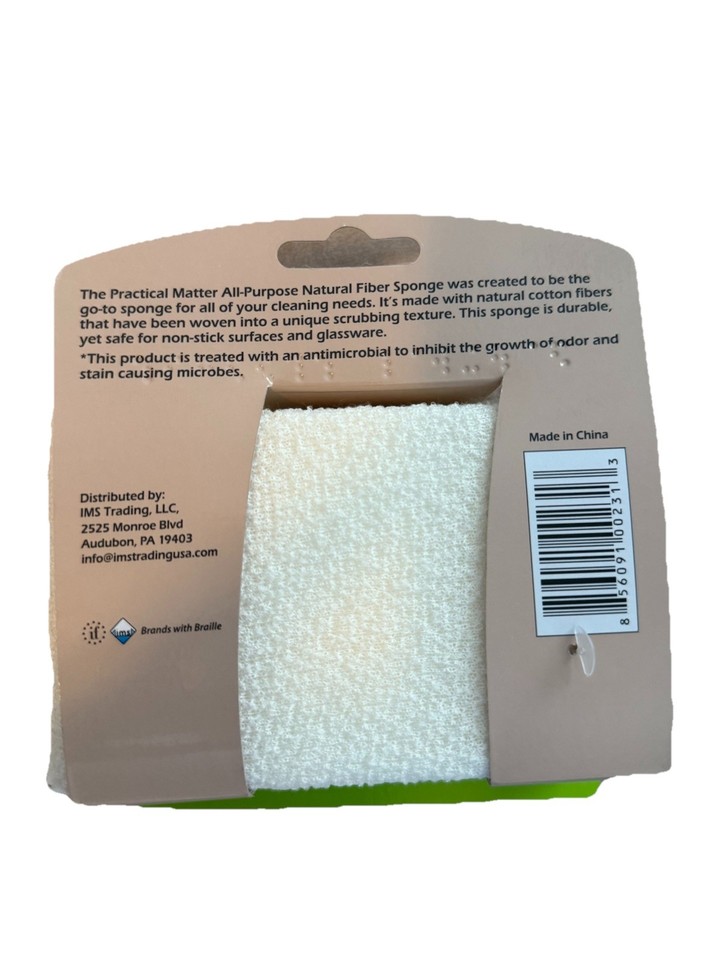 Pack of 2 Practical Matter Kitchen Sponge, Organic Cotton Fiber All ...