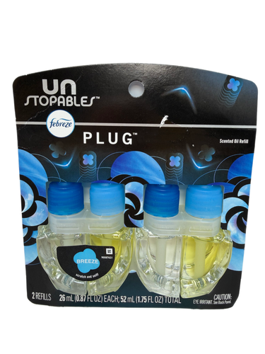 Febreze Unstopables Plug Scented Oil Refill, Breeze, 2 Pack, 0.87 fl oz ...