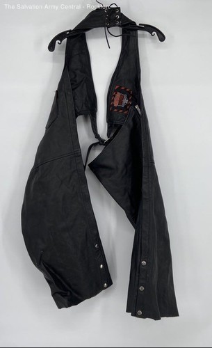 Interstate Leather Mens Black Leather Side Zipper Motorcycle Chaps Size ...