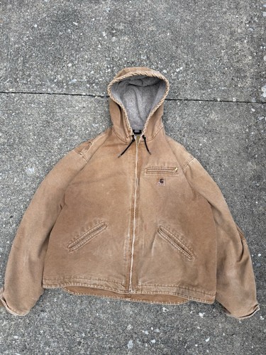 VTG Carhartt Hooded J141 BRN Fleece Lined Jacket Size Xxl | eBay