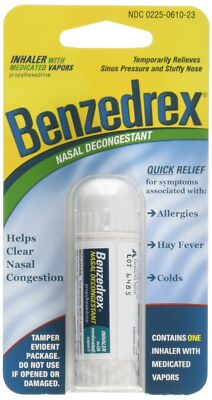 Benzedrex Nasal Decongestant Inhaler 6 Count Temporary Relief Sinus ...