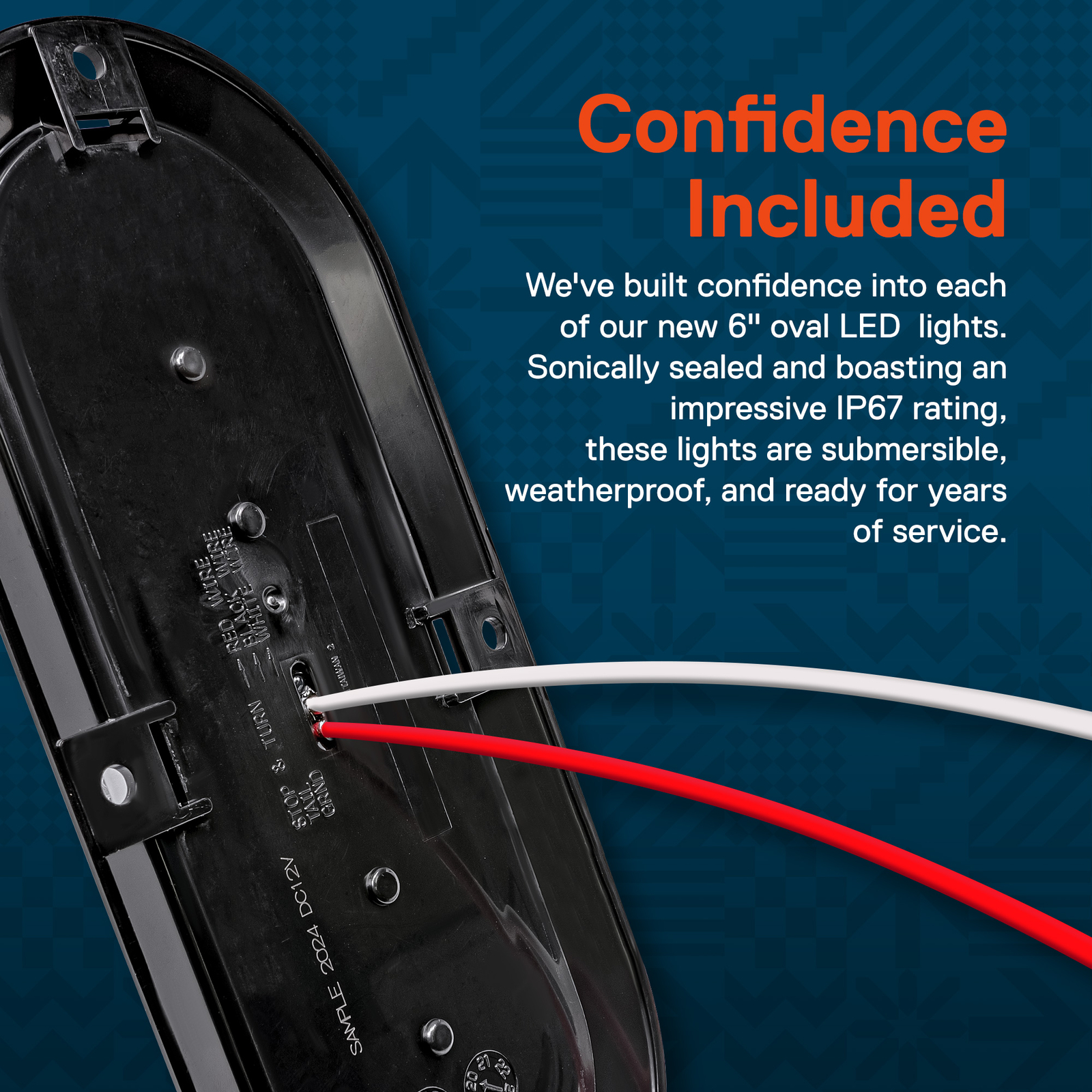 2pc 6" Oval White Surface Mount LED RV Trailer Tail Lights Reverse Back ...