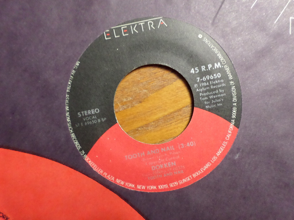 ELEKTRA 45 RECORD/DOKKEN/ALONE AGAIN/TOOTH AND NAIL/ EX+ HAIR METAL ...