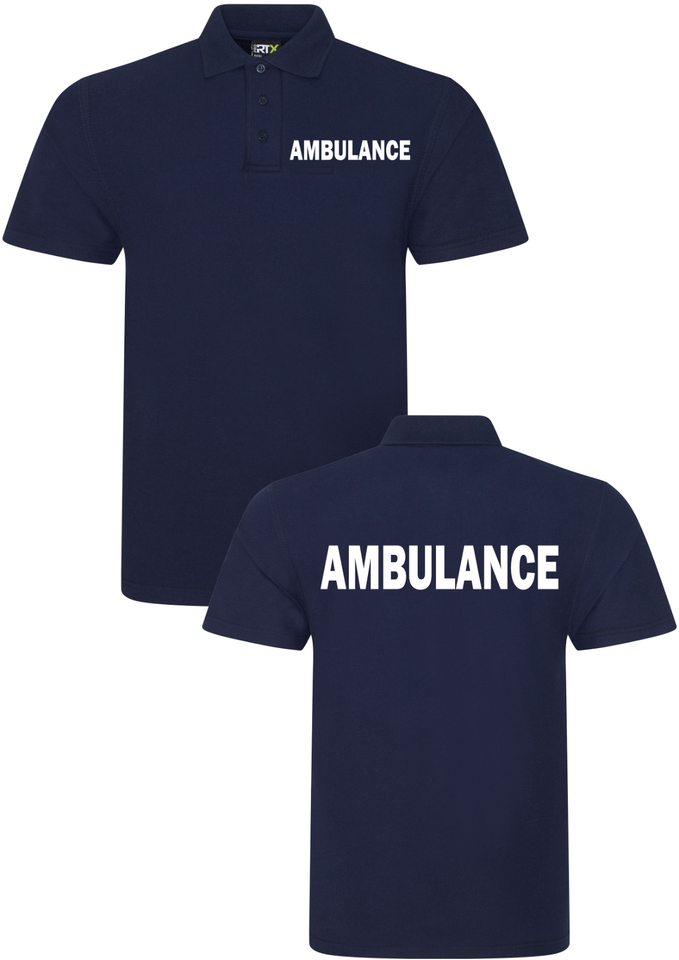 AMBULANCE POLO SHIRT WORKWEAR MEDICAL FIRST AID HEALTH CARE HOSPITAL ...